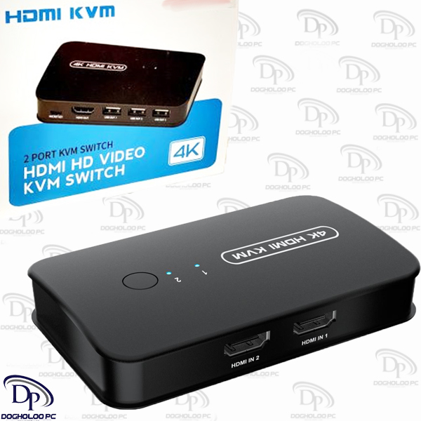 کامپیوتر دوقلو | کی وی ام سوییچ 2 پورت دستی HDMI 4K مدل HK-201