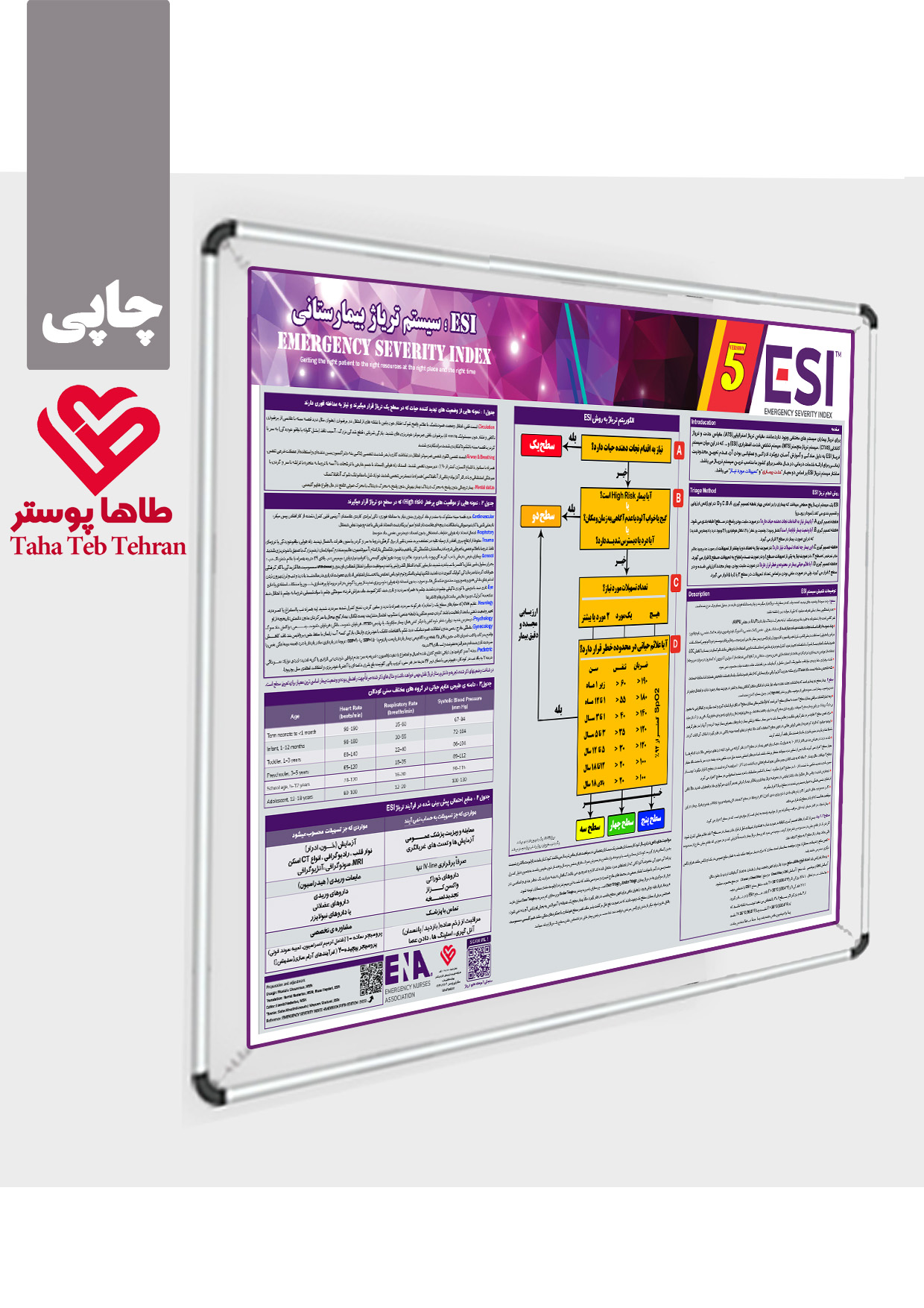پوستر پلات لمینت چاپ ی تریاژ ESI ویرایش پنجم EMERGENCY SEVERITY INDEX